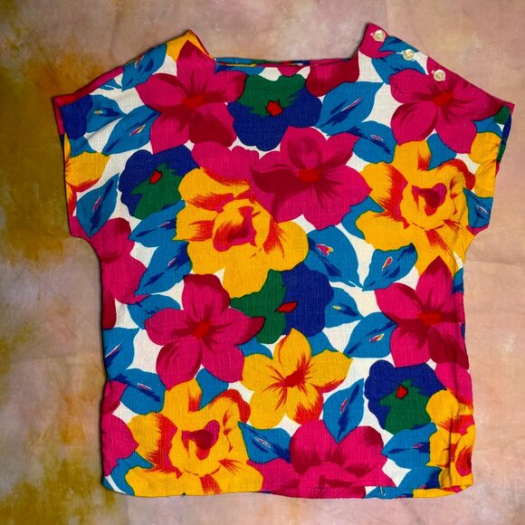 Vintage | Tops | Vintage Womens Blouse Rrrrruss Togs Tropical Hawaiian ...